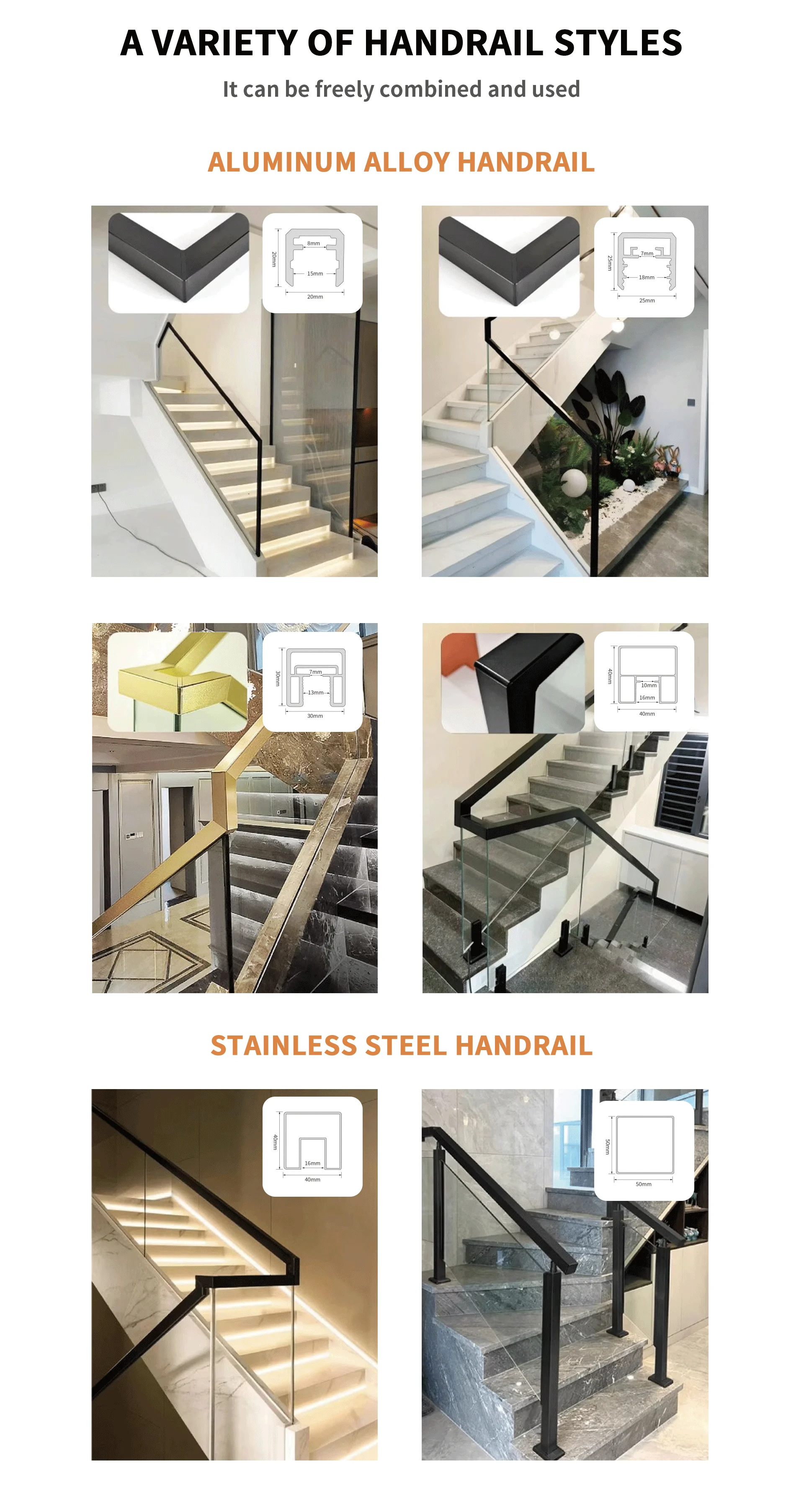 Glass Handrail Cap / Glass Railing Base Rail U Channel for Indoor ...
