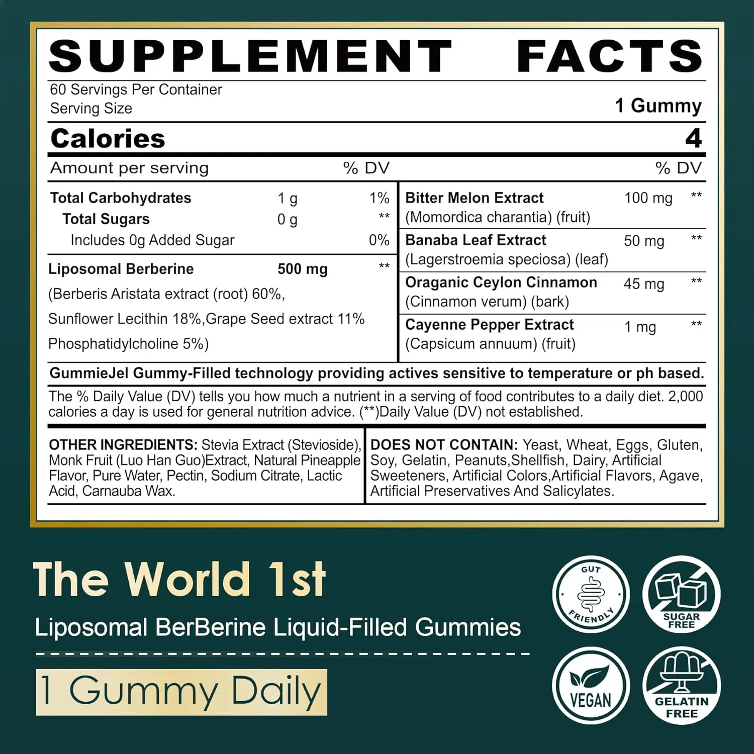 Vegan Liposomal Berberine Gummies for Metabolism Balance