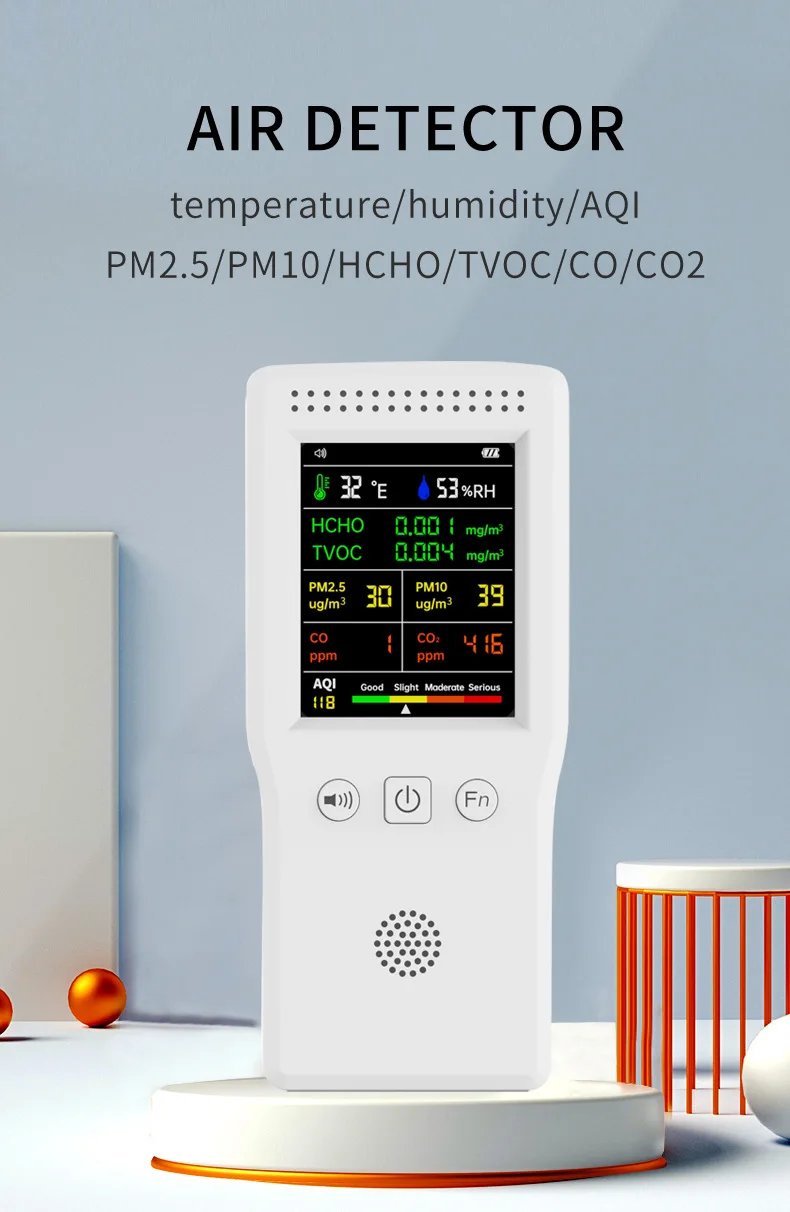 9 In 1 Air Quality Monitor Multifunctional Automatic Display Indoor Office Tvoc Pm Co2 Air ...