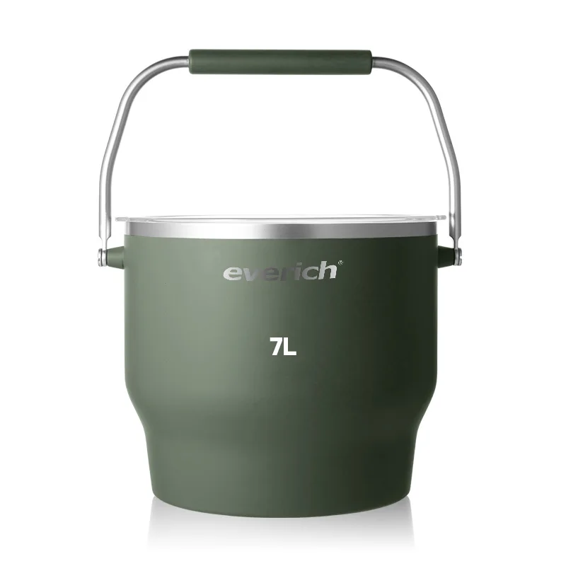 7l Ice Bucket Double Wall Stainless Steel Ice Bucket With Lid Keep Cold ...