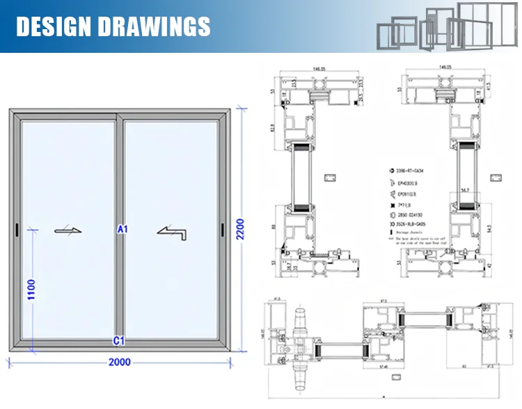 Modern Double Toughened Glass Sliding Door Window with Screen Manufacturers