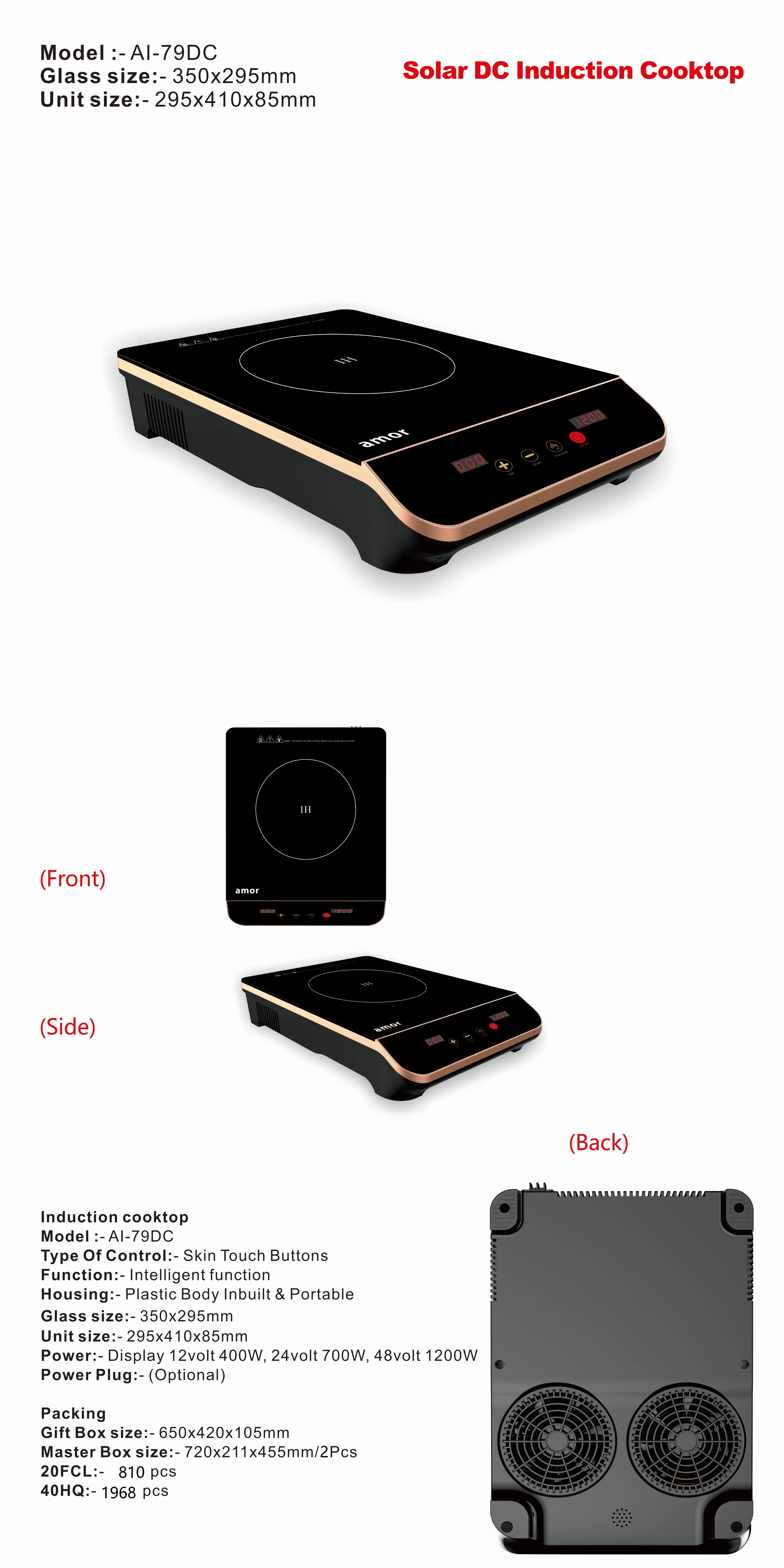 Solar DC Induction Cooktop 24V/48V Compatible, AC/DC Hybrid ...