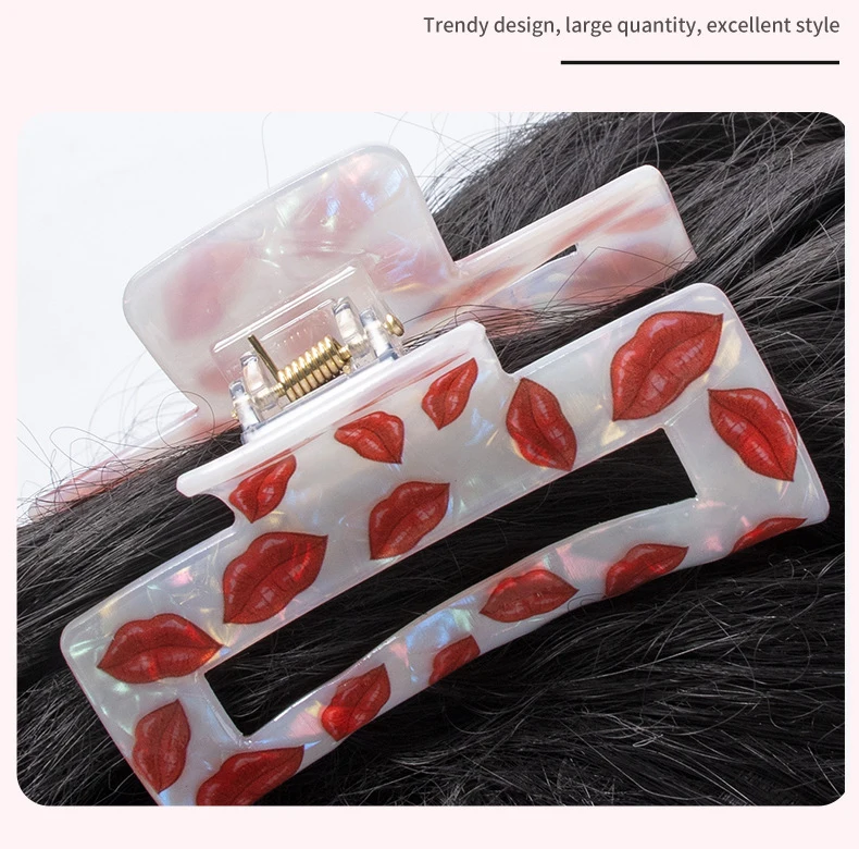 Wholesale 2024 Valentine Themed Claw Clips Gift Heart Lips Printed 8cm ...