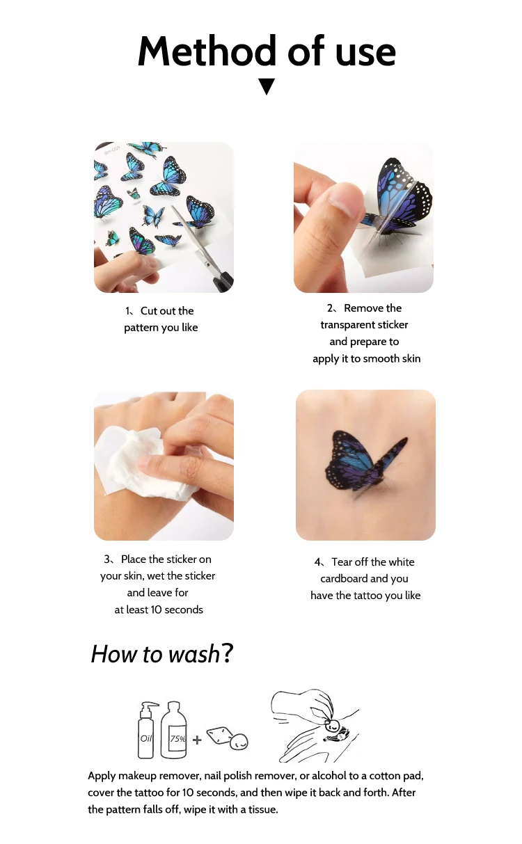 Shop Factory Stock A3 Juice Genipin Temporary Tattoo Stickers