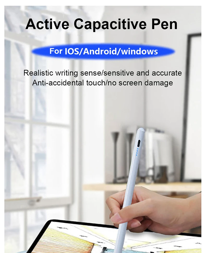 Capacitive Active Universal Tablet Smart Pressure Touch Stylus Pencil ...