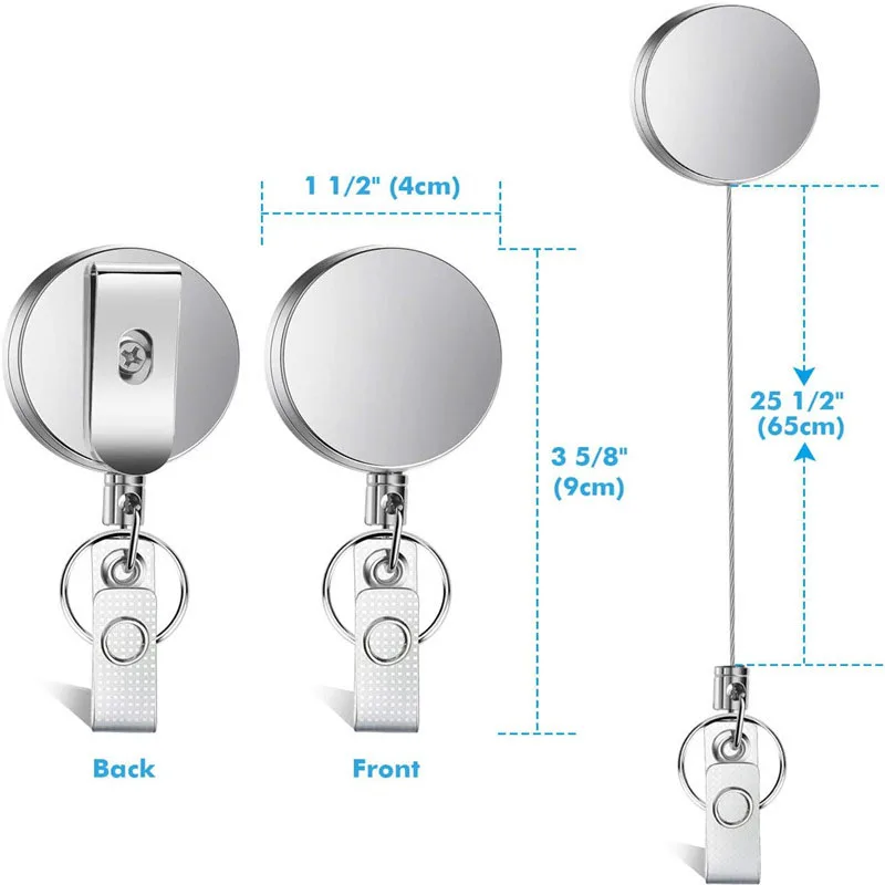 4cm Metal Badge Reel - Retractable Key Chain with ID Holder