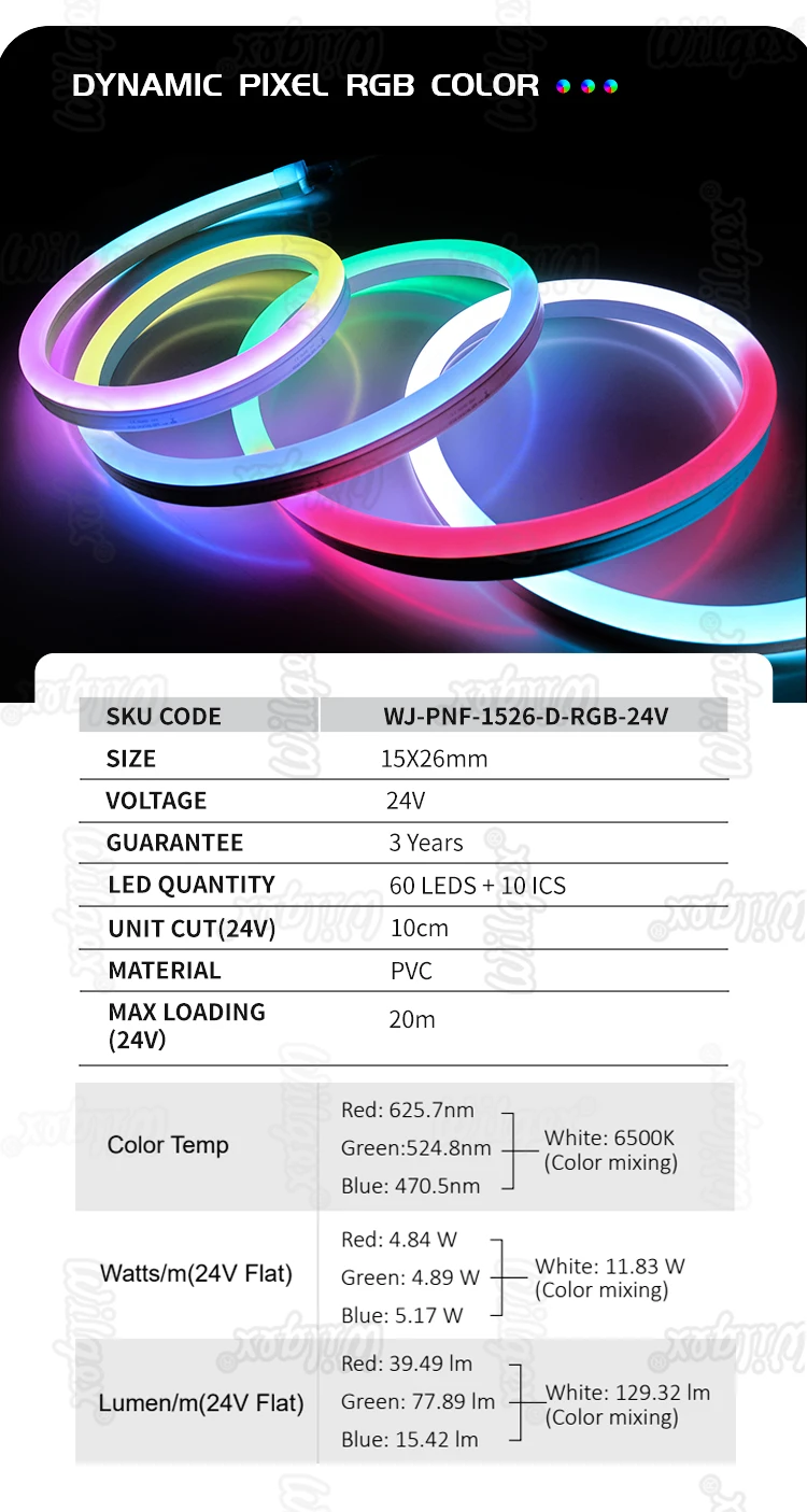 SMD5050 Addressable Dmx Rgb Led Neon Flex Light 50m Roll up 15x26mm ...