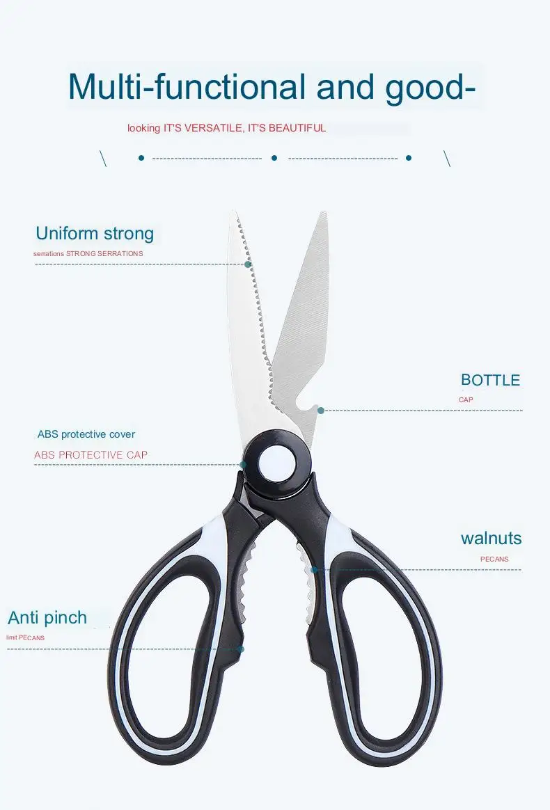 Hot Sale Stainless Steel Multi-Function Kitchen Scissors for Vegetables ...