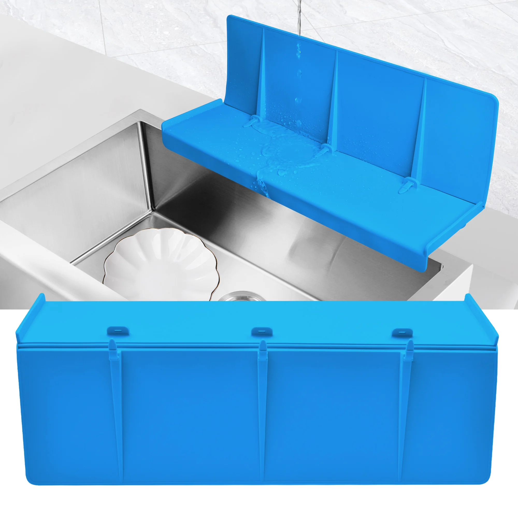Foldable Silicone Sink Edge Water Splash Guard For Kitchen Count - Buy ...