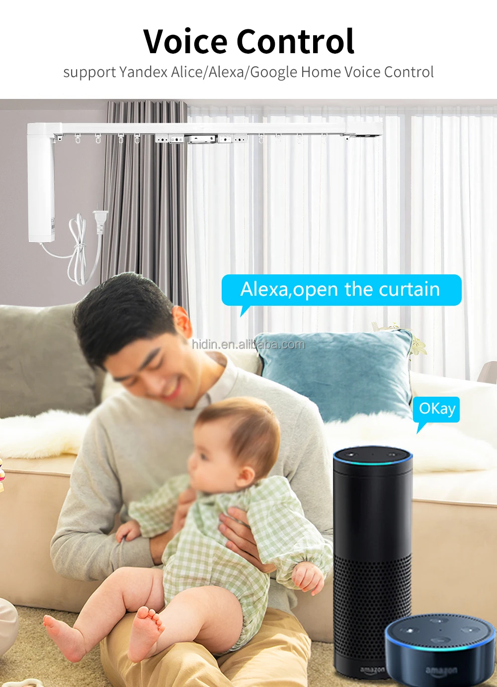 Tuya Smart Life Electric Motorized Wifi Smart Curtain Motor Tuya Roller ...