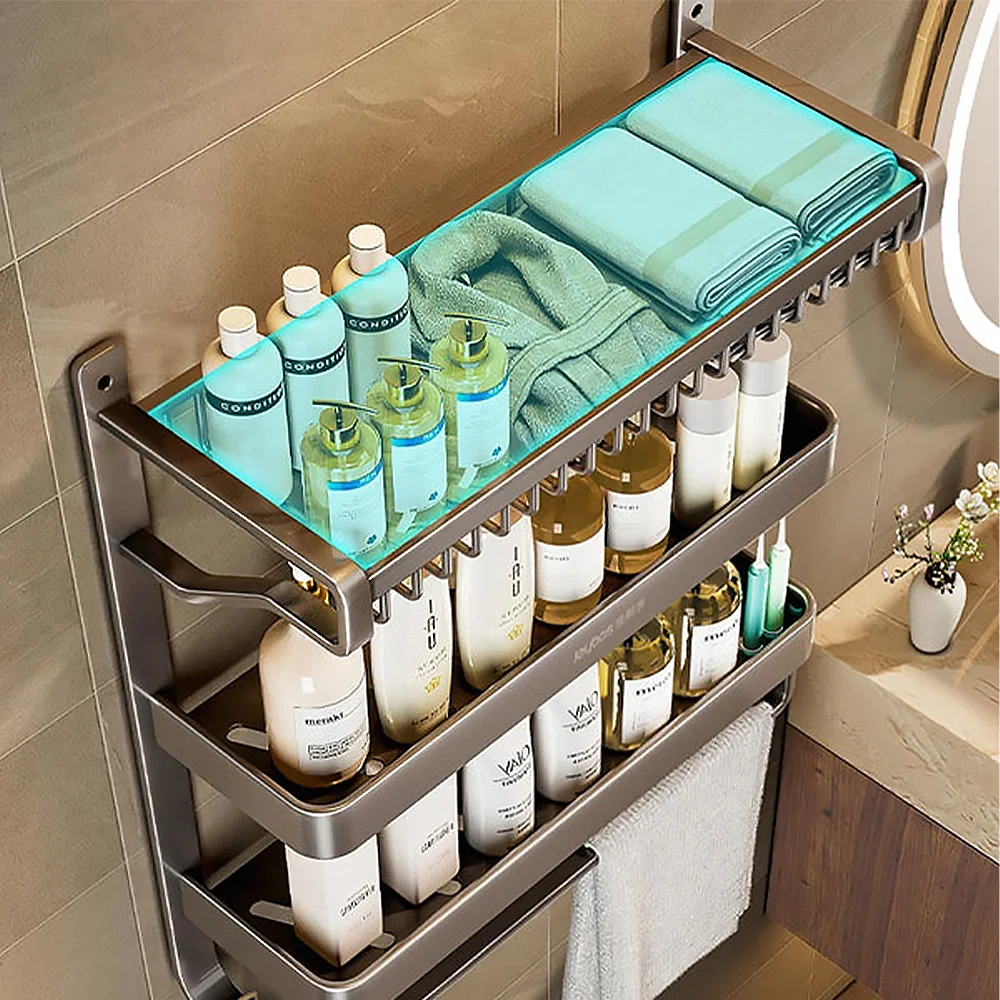 Joybos 3 Tier Wall Mounted Bathroom Storage Rack - Aluminum