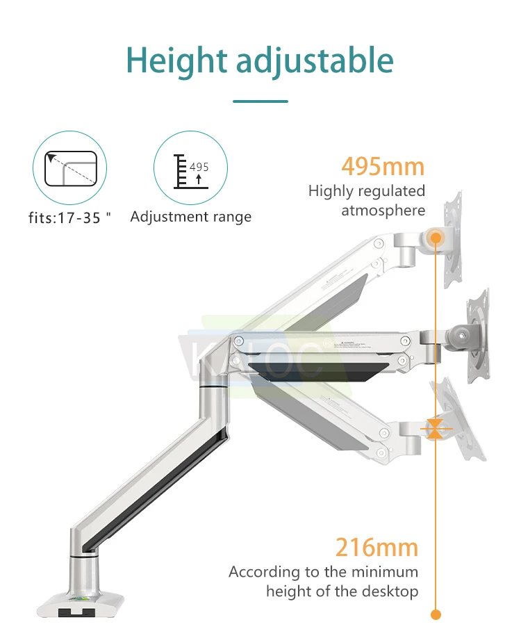Klc-ds150 Full Motion Ergonomic 360 Degree Monitor Support Arm Vertical ...