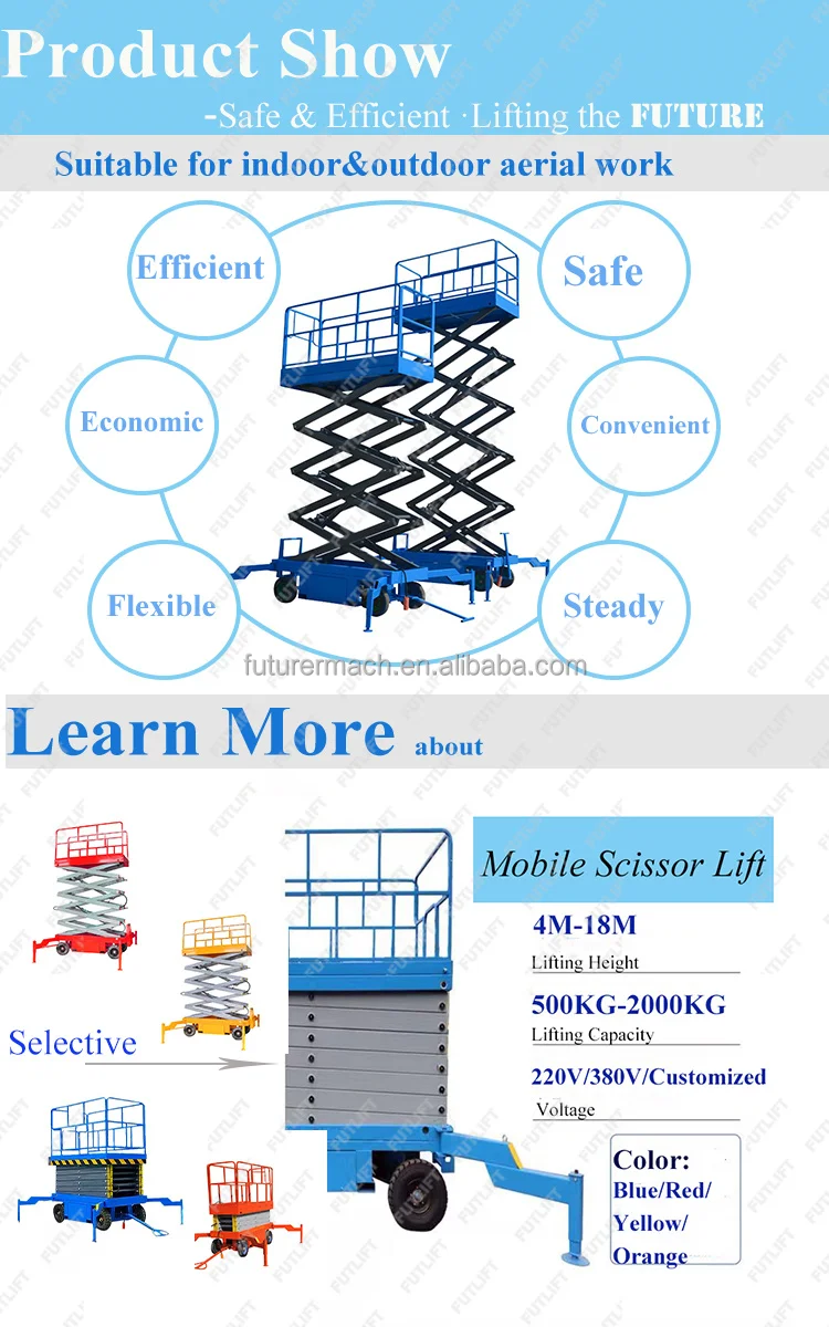 11m Portable push lifter hydraulic scaffold mobile electric scissor ...