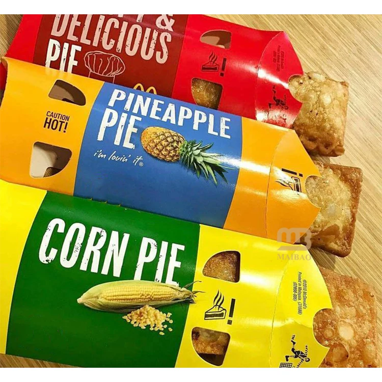 Custom logo Pillow Shaped Food Packaging Box for apple Pie Disposable ...