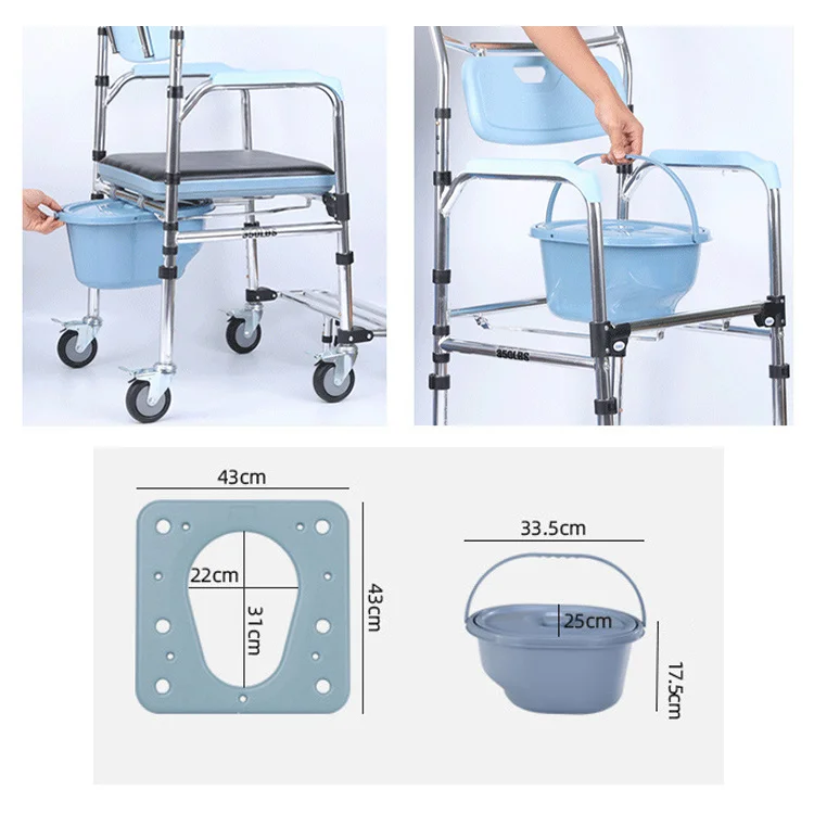 Winfair Handicap Folding Commode Wheelchair Shower Defecation Chair For ...