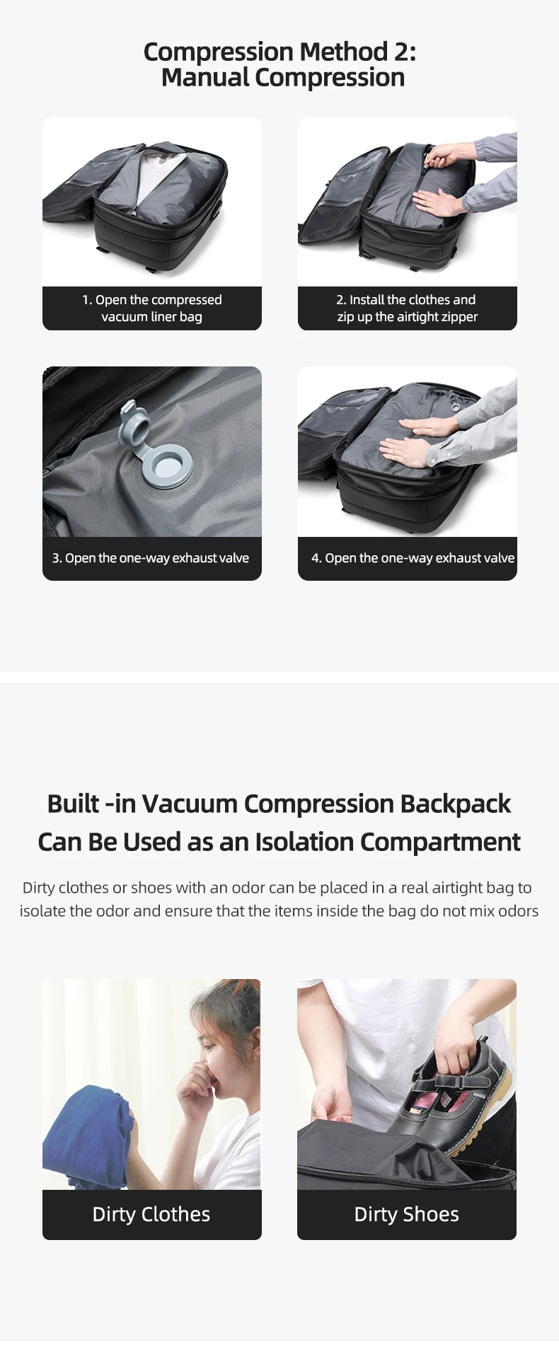 New Design Expandable Vacuum Backpack with Built-in Vacuum Compression ...
