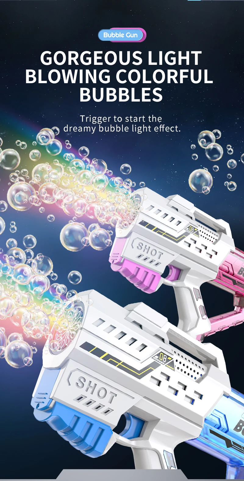 Wholesale Automatic Bubble Gun Bazooka Bubble Machine Gun with Color ...