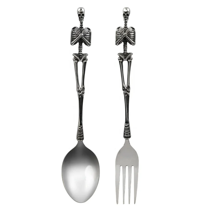 Retro dark punk western style stainless steel skull knife fork spoon ...