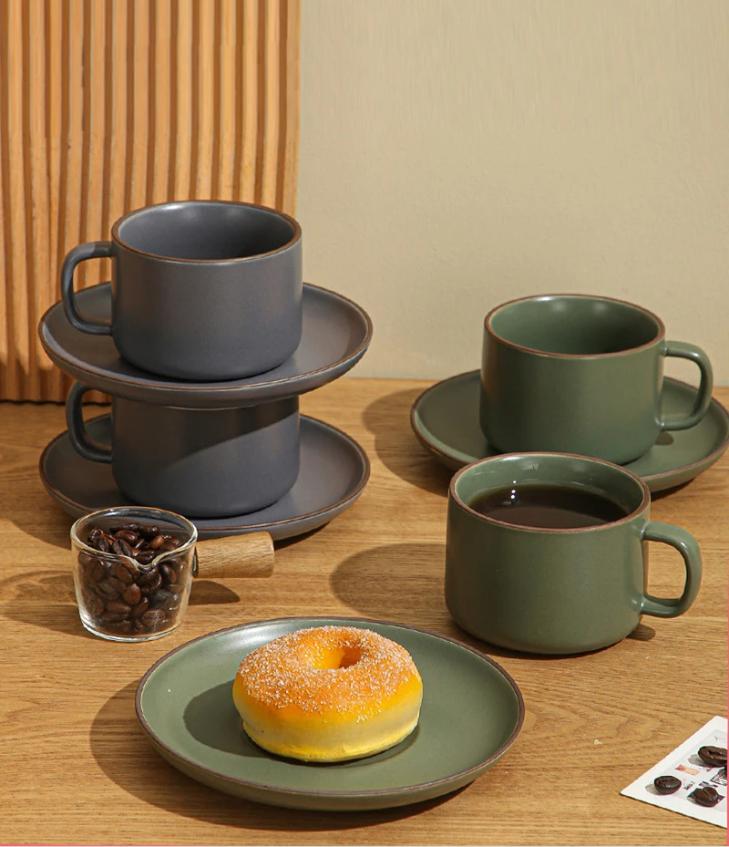 Light Luxury Pottery Afternoon Tea Dessert Mugs Dinnerware Set Green ...