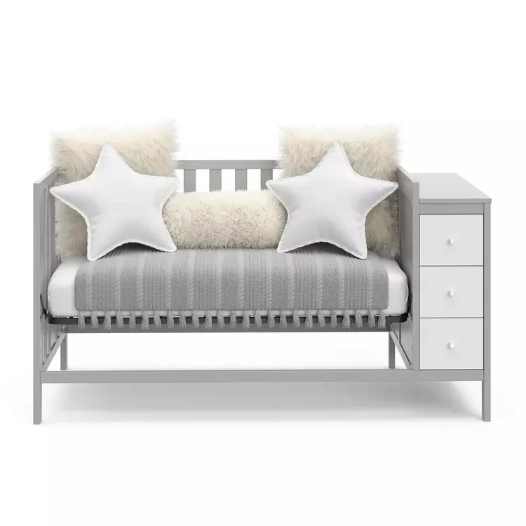 Adjustable Height Natural Solid Wood Baby Cribs Multifunction ...