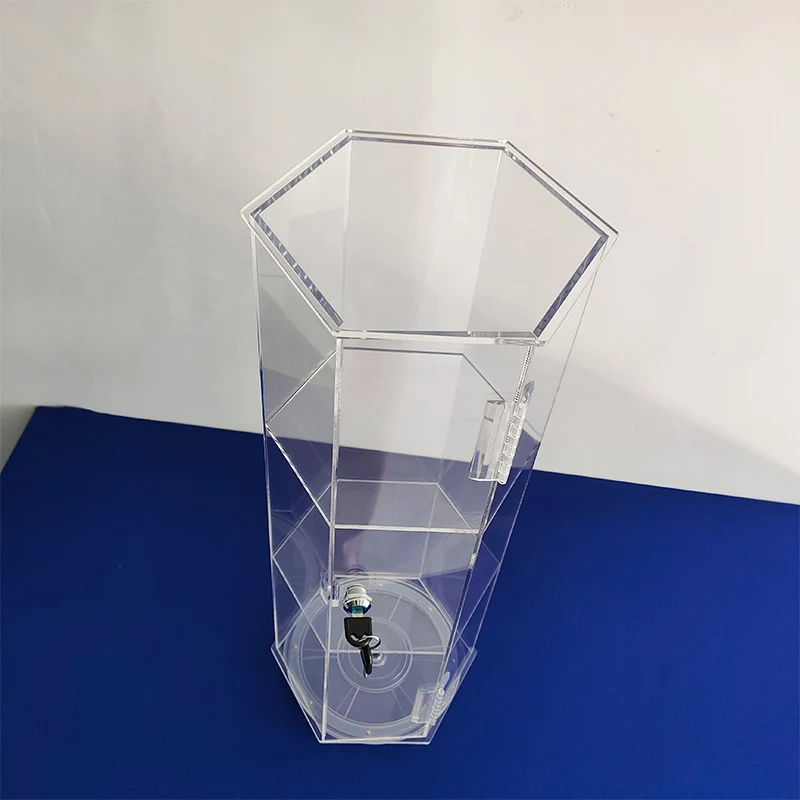 Spinning Hexagonal Acrylic Display Case for Perfume & Jewelry