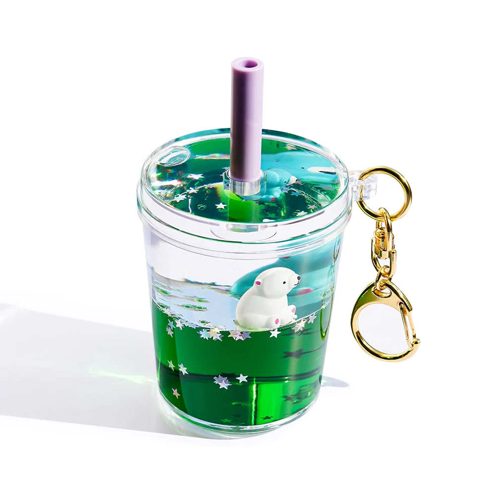 Oversized Tropical Boba Liquid Keychain Floating Acrylic Animal Water ...