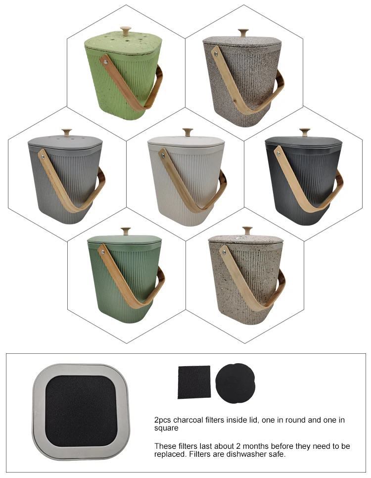 2092102 4l Black Eco Bamboo Fiber Counter Top Food Indoor Kitchen ...