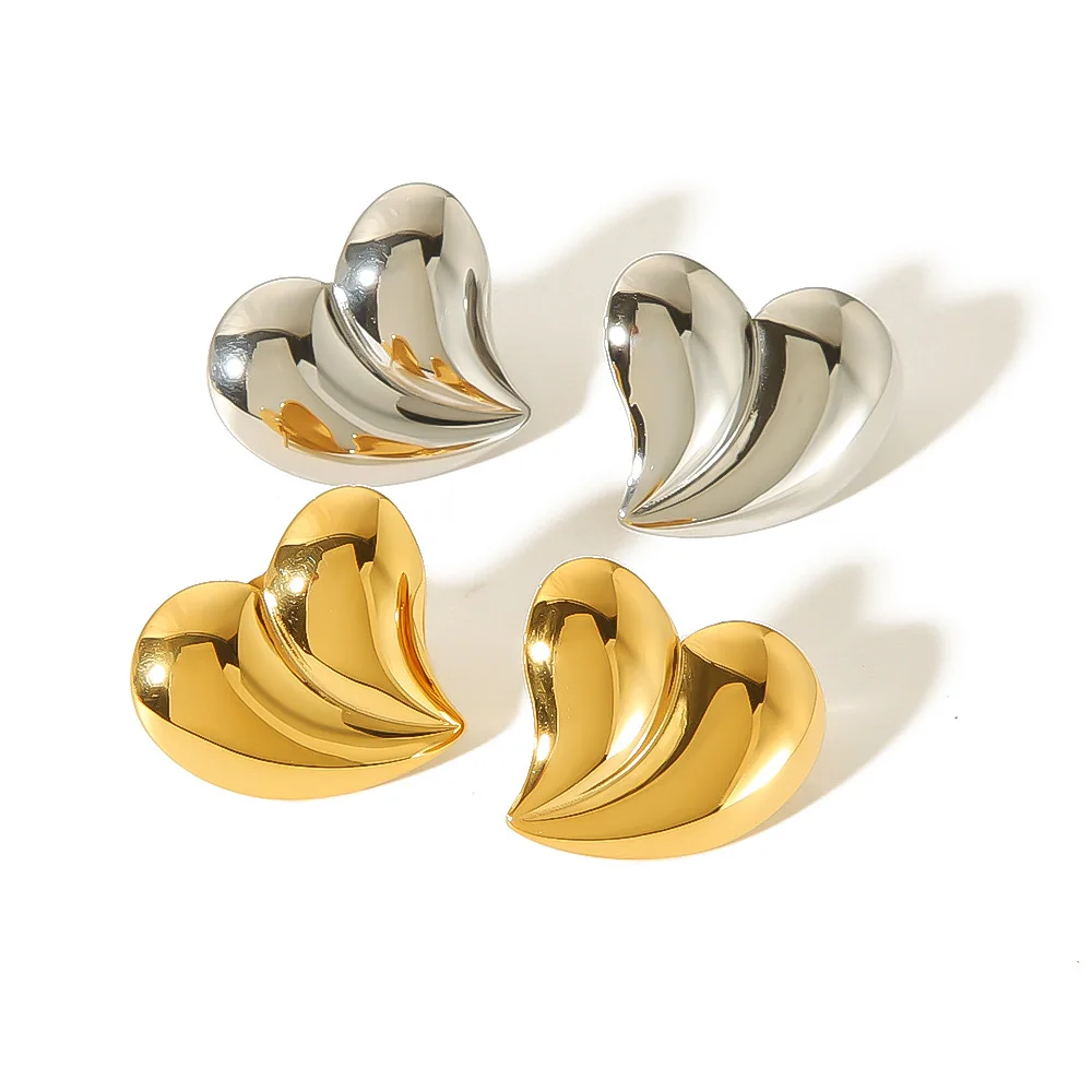 ERESI Gold Plated Fashion Smooth Stainless Steel Heart Love Thick ...