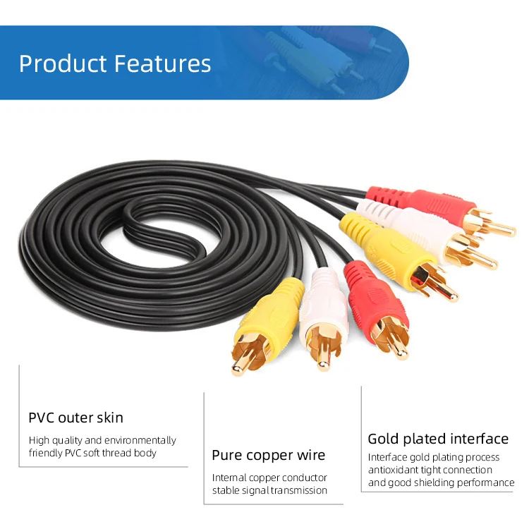 Three To Three Audio Cables 3.5mm To Lotus Computer Speaker Connection ...