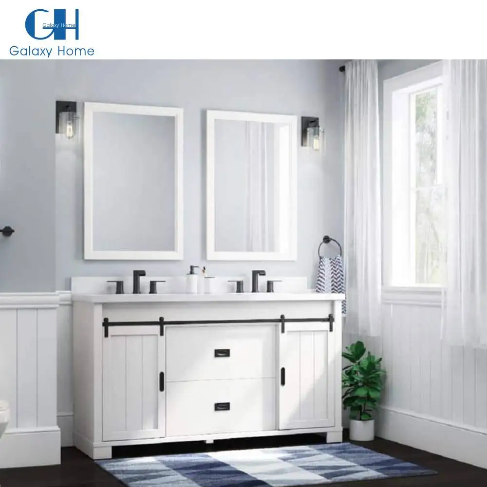 Shaker Sliding Door Floor Standing 60 Inch Solid Wood Furniture Double ...