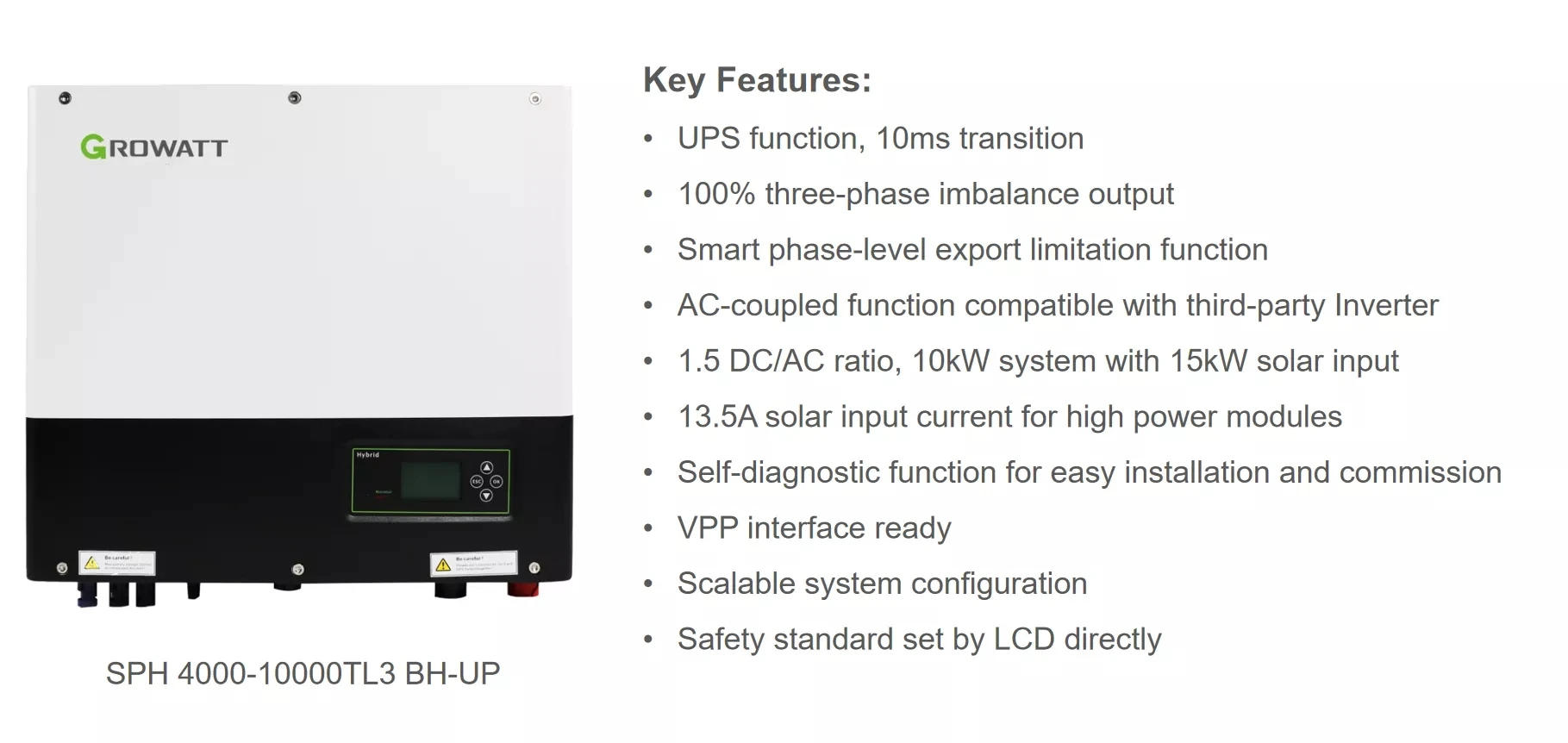Growatt 3 Phase Inverter Ir-132 Sph Europe Version Dc Battery Inverters ...