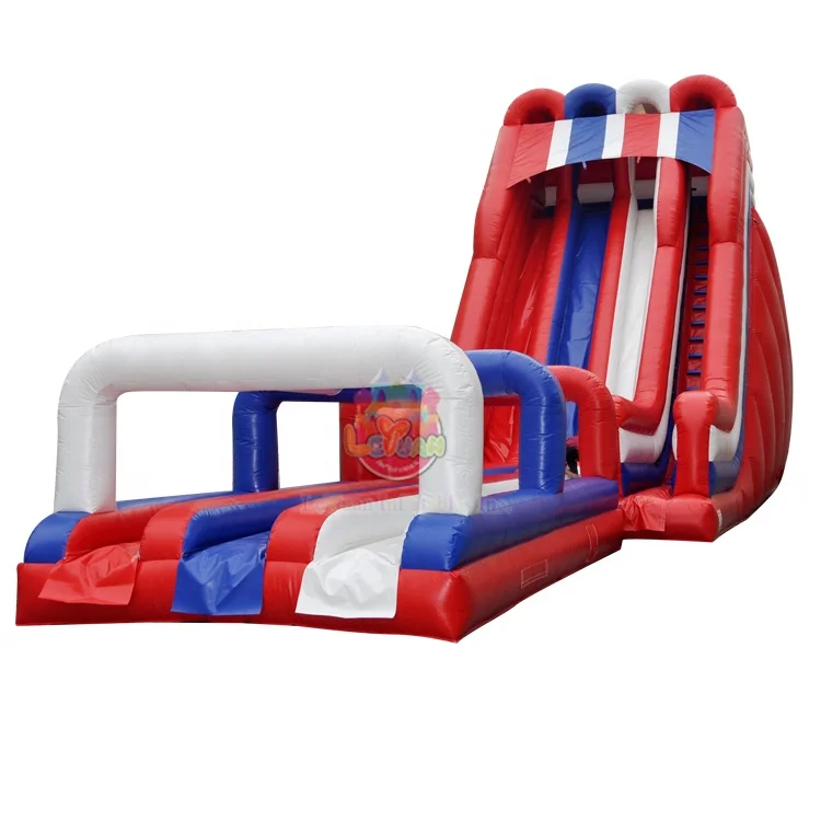 25ft Mega Inflatable Triple Water Slide 3 Lane Run N Splash Combo ...
