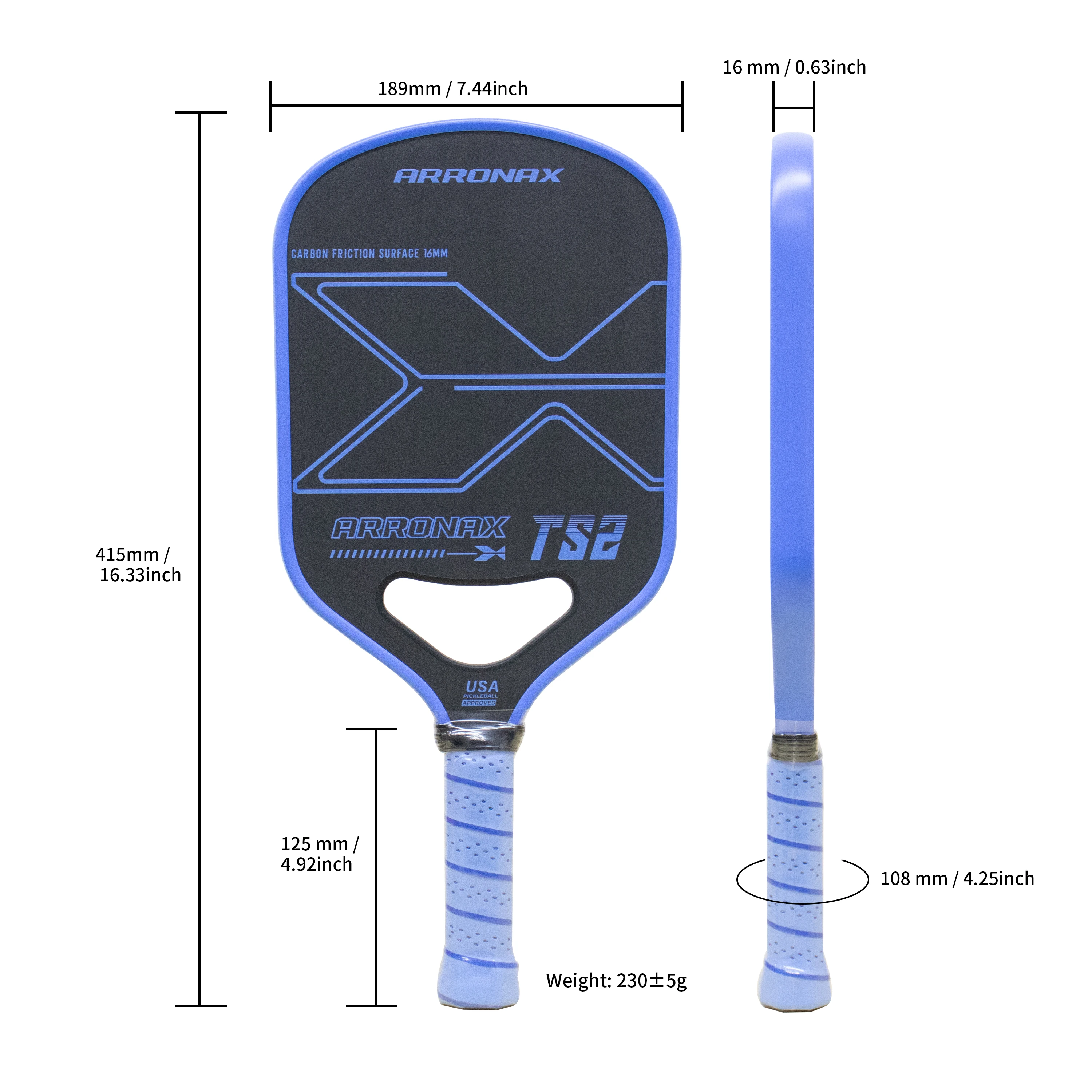 USAPA Professional Full Carbon Fiber Pickleball Paddle 16mm PP Core for ...