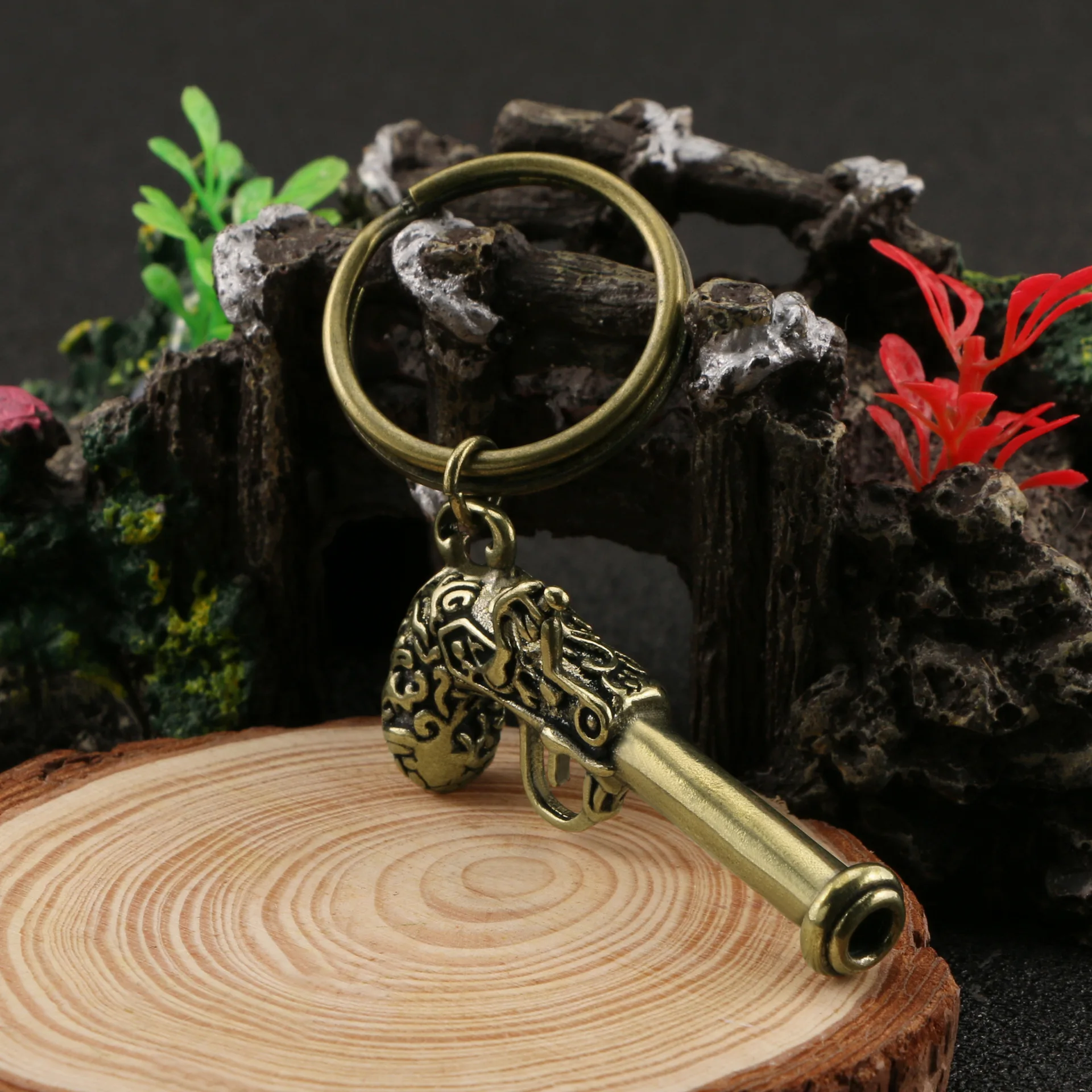 Retro Bronze Musket Pistol Brass Key Chain Pendant Bag Accessories ...