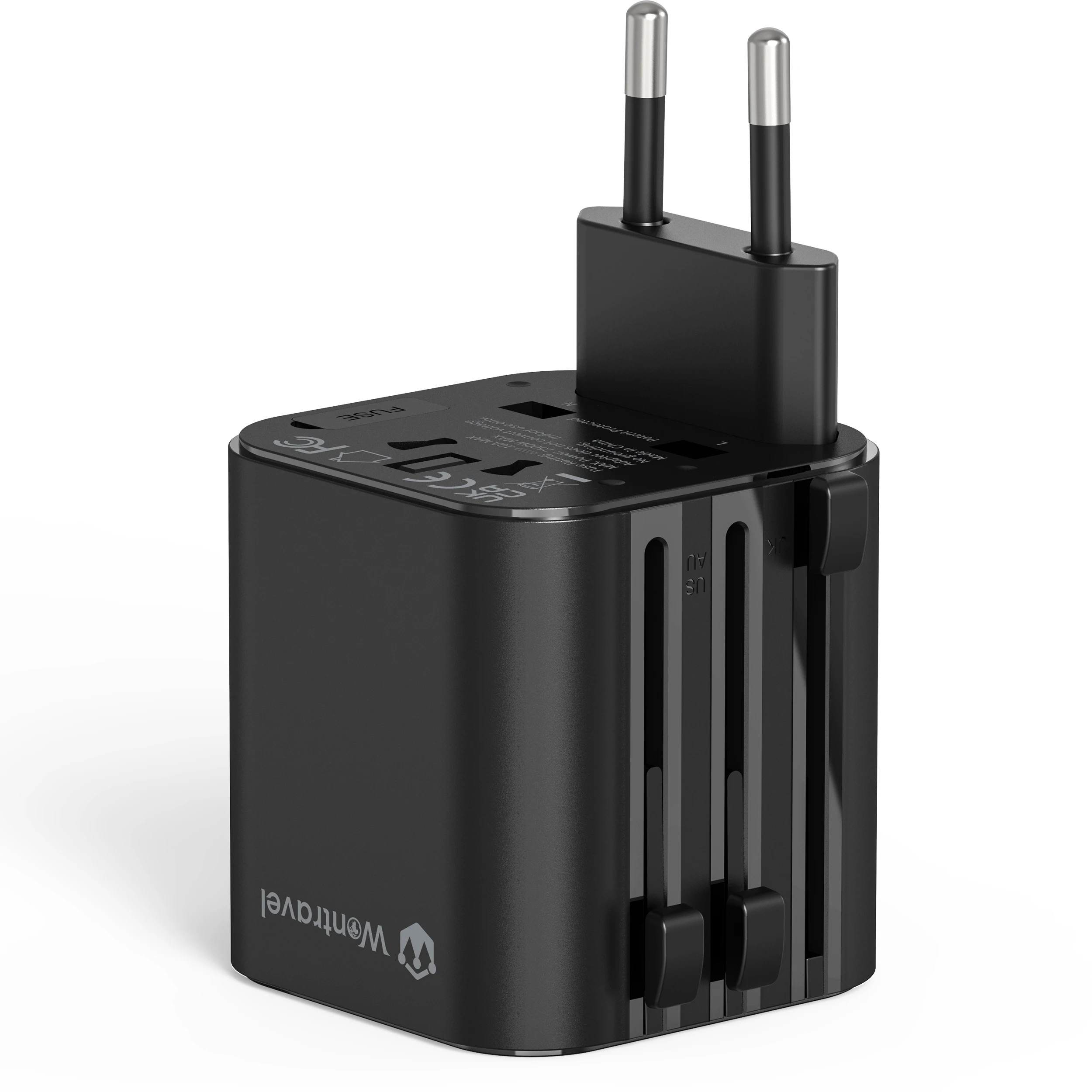Wontran Universal Travel Adapter - 3 USB Ports & Zipper Pouch