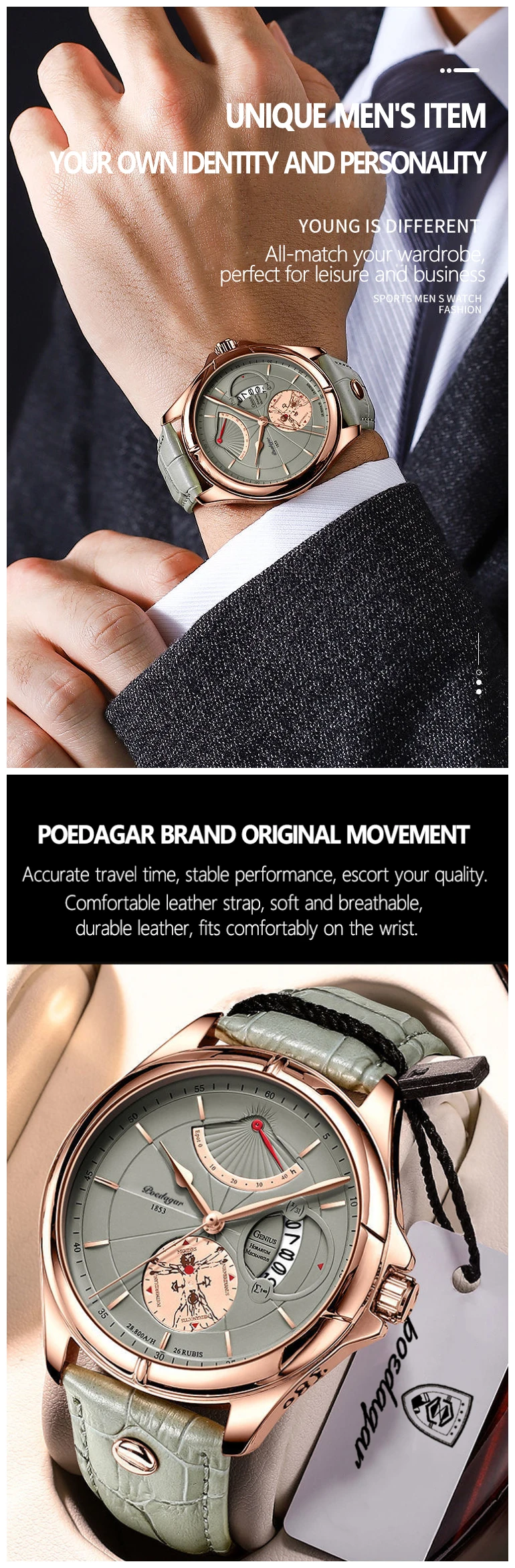 Trend POEDAGAR 802 Men's Luxury Quartz Watch - Stylish & Waterproof