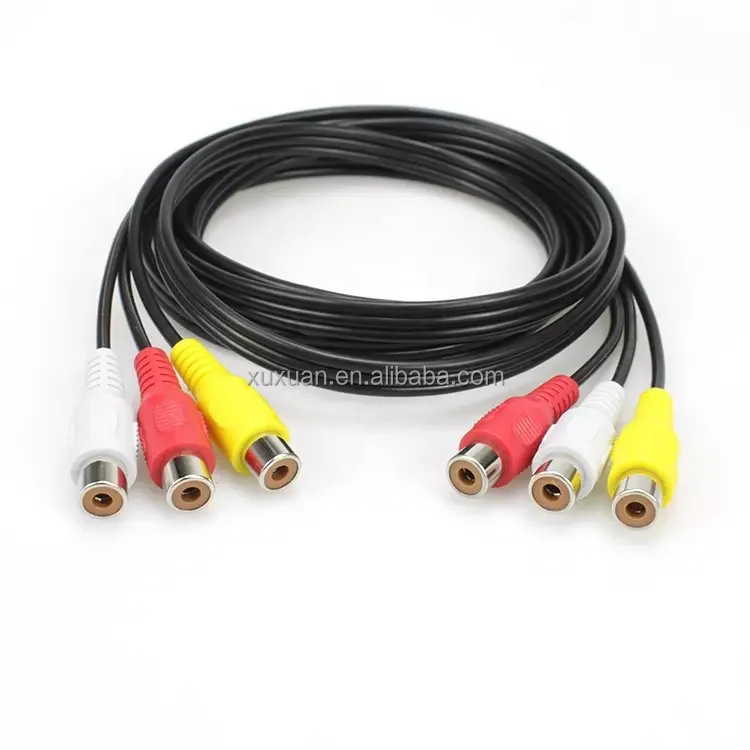 AV CABLE 3 RCA Female Extension Cable - 1m Black PVC