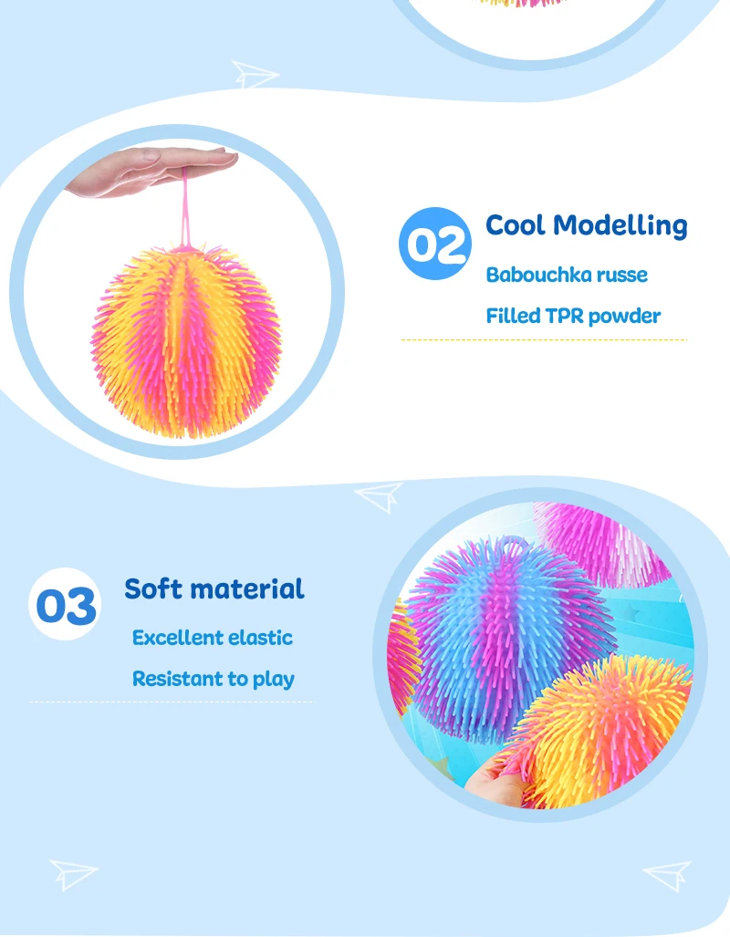 Wholesale Toys Kids 8'' Colorful Hairy Puffer Ball Squeeze Stress Balls ...