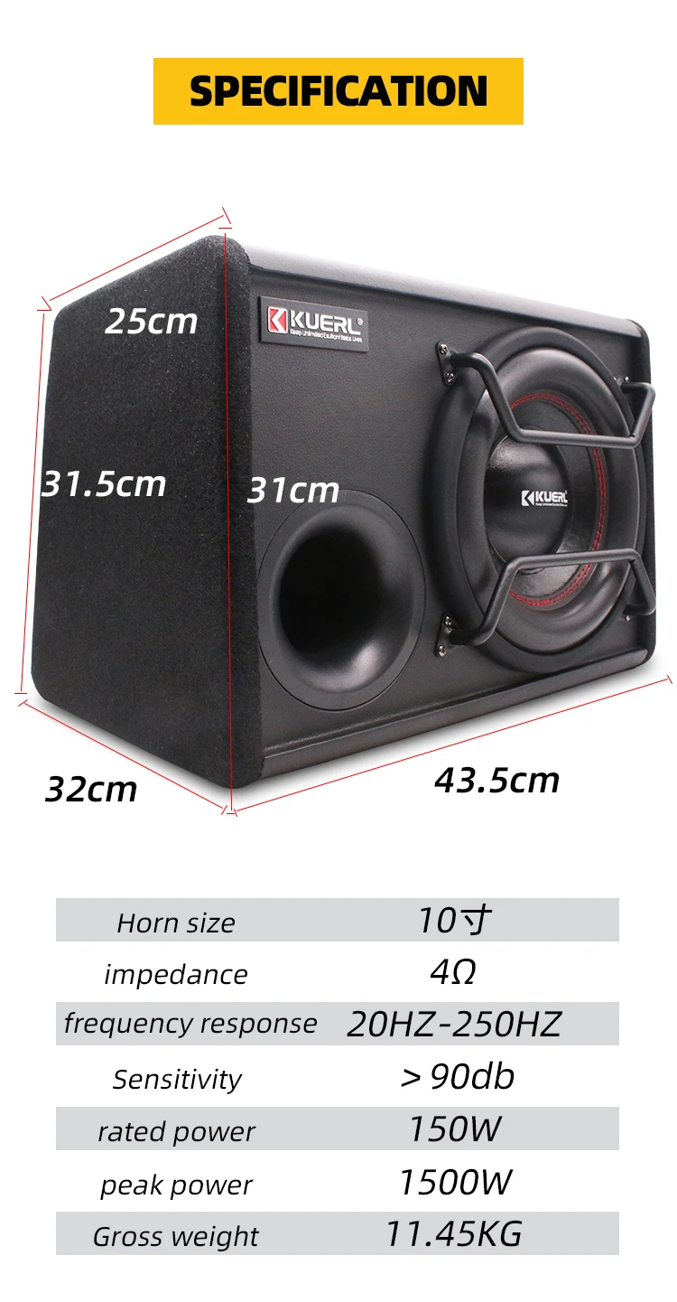 Wholesale 10 Inch Auto Super Bass Subwoofer DC 12V