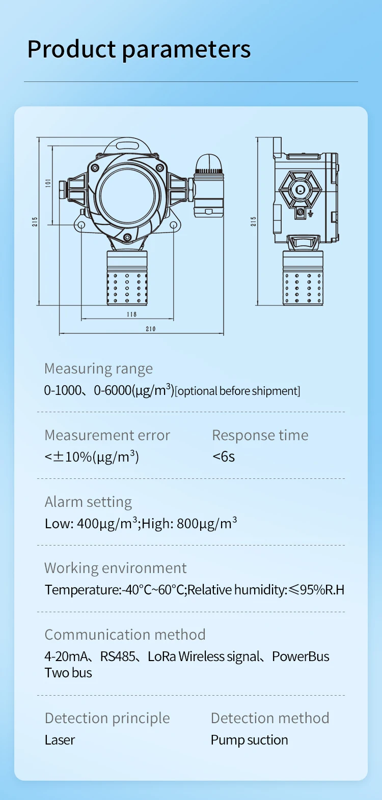 Fixed Ip67 Industrial Particle Dust Monitoring System Pm2.5 Pm10 Rs485 ...
