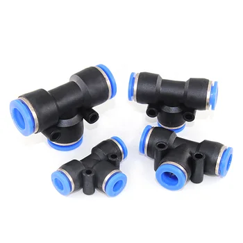 Air Pipe Connectors T Type Plastic Three-way Quick-connect Pe Pneumatic ...
