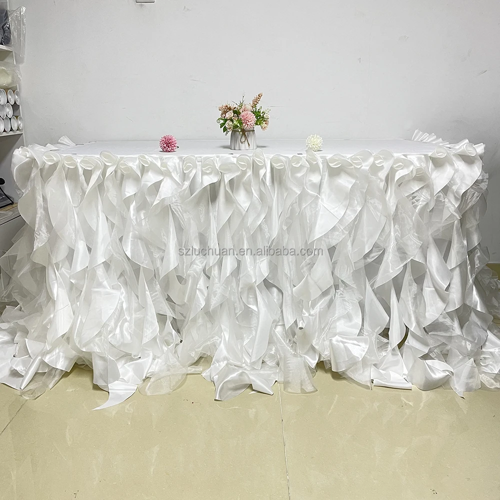 Luhuan Wedding Table Skirting Party Design Organza Ruffled Curly Willow ...