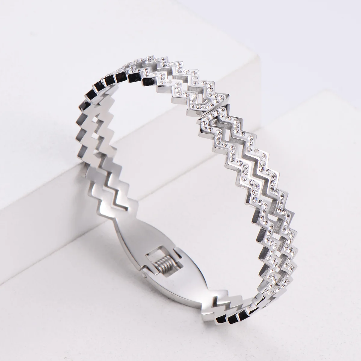 Creative Wave Shape Double Row Bangle Temperament Fashion Lady Bangles ...