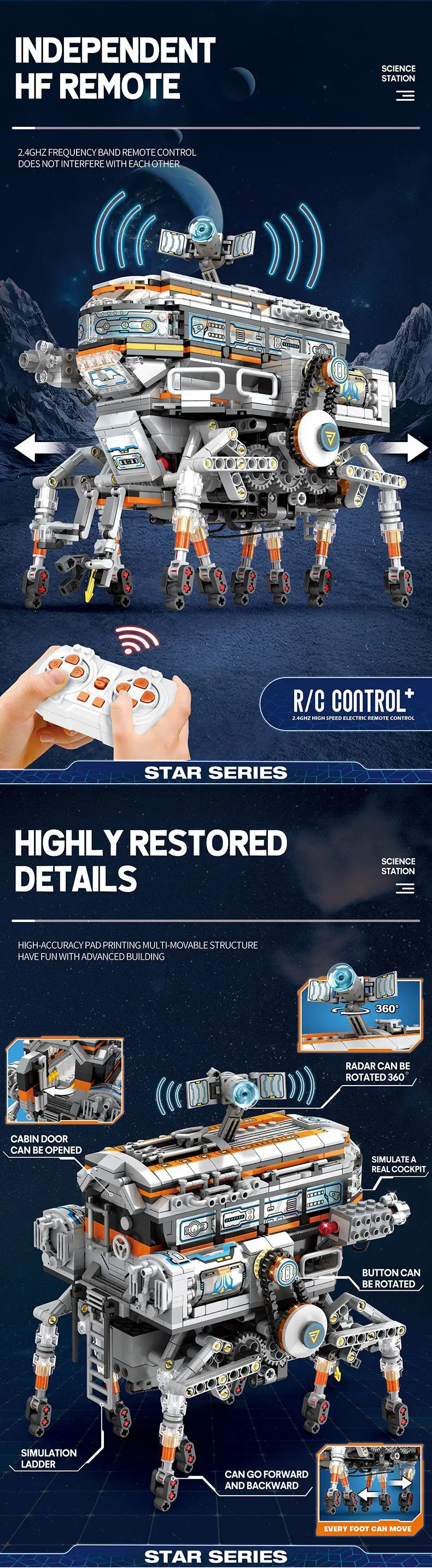 Reobrix 99003 Space Science Fiction Series Science Station Engine RC ...