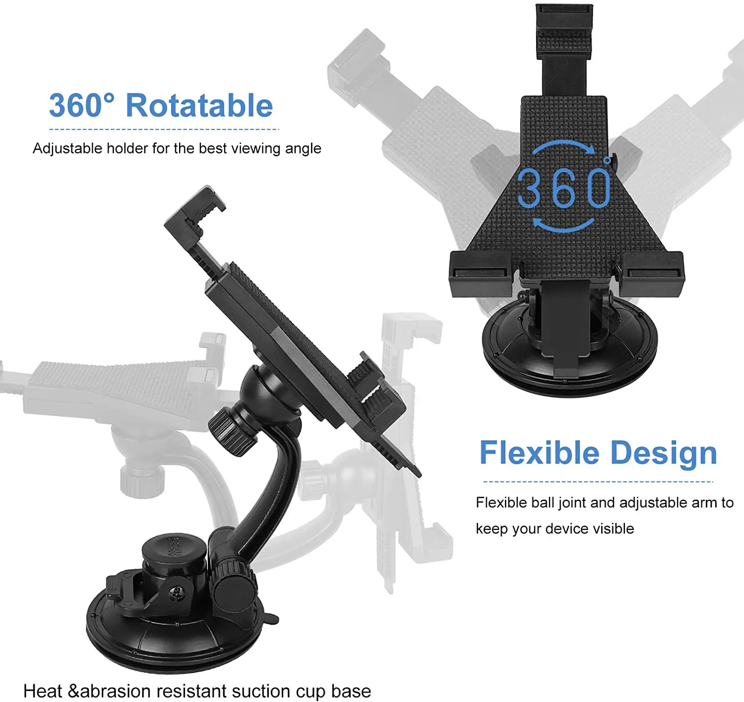 Car Dashboard Windshield Tablet Mount,360 Degree Adjustable Dash Window ...