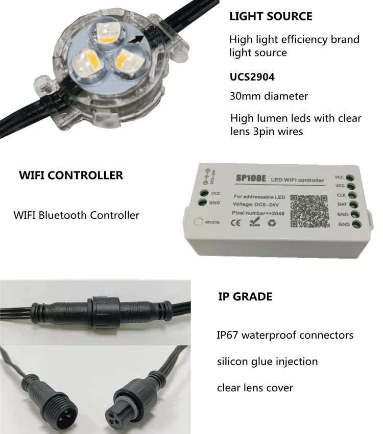 Rgbww Led 30mm Gemstone 24v Rgb Pixel Lights Rgbw Outdoor Waterproof ...