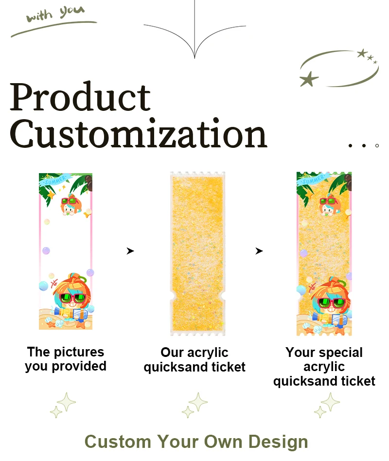 High Quality Custom Acrylic Quicksand Ticket Stub DIY Cartoon Style ...