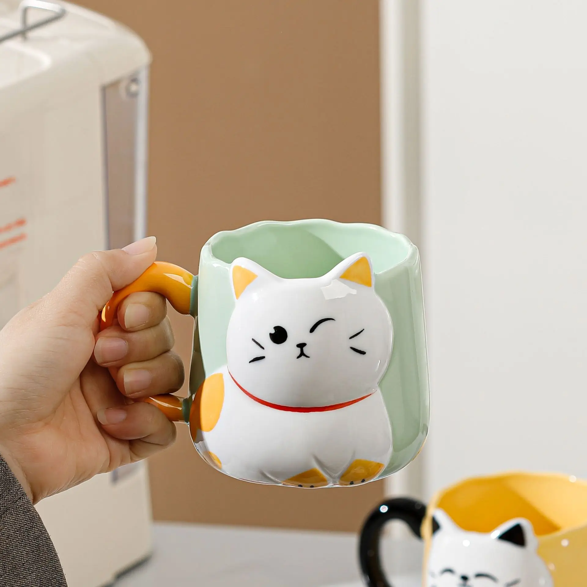 Cute Ceramic Cat Mug Cartoon Animal Coffee Mug Cat Lovers Ceramic Cup ...