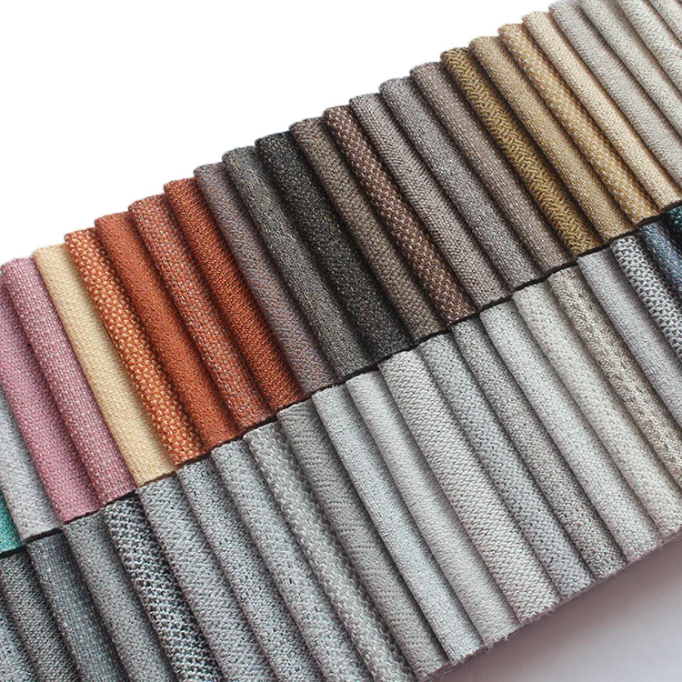 High Quality Upholstery Textured Linen Look 100% Polyester Sofa Fabric ...