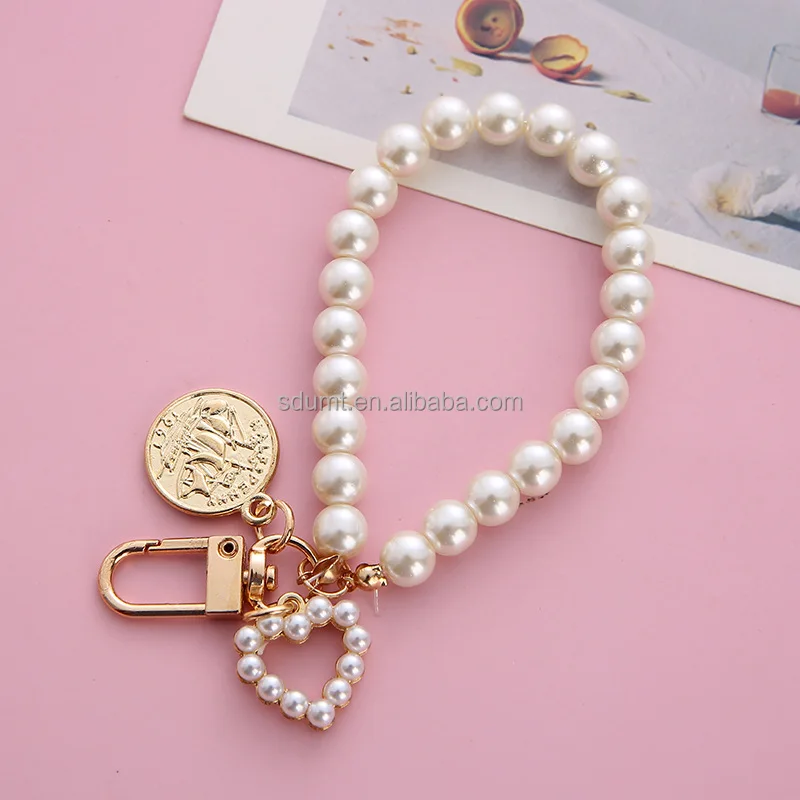Personalized Lovely Pearl Beads Key Chain Cute Fashion Girl Keychain ...